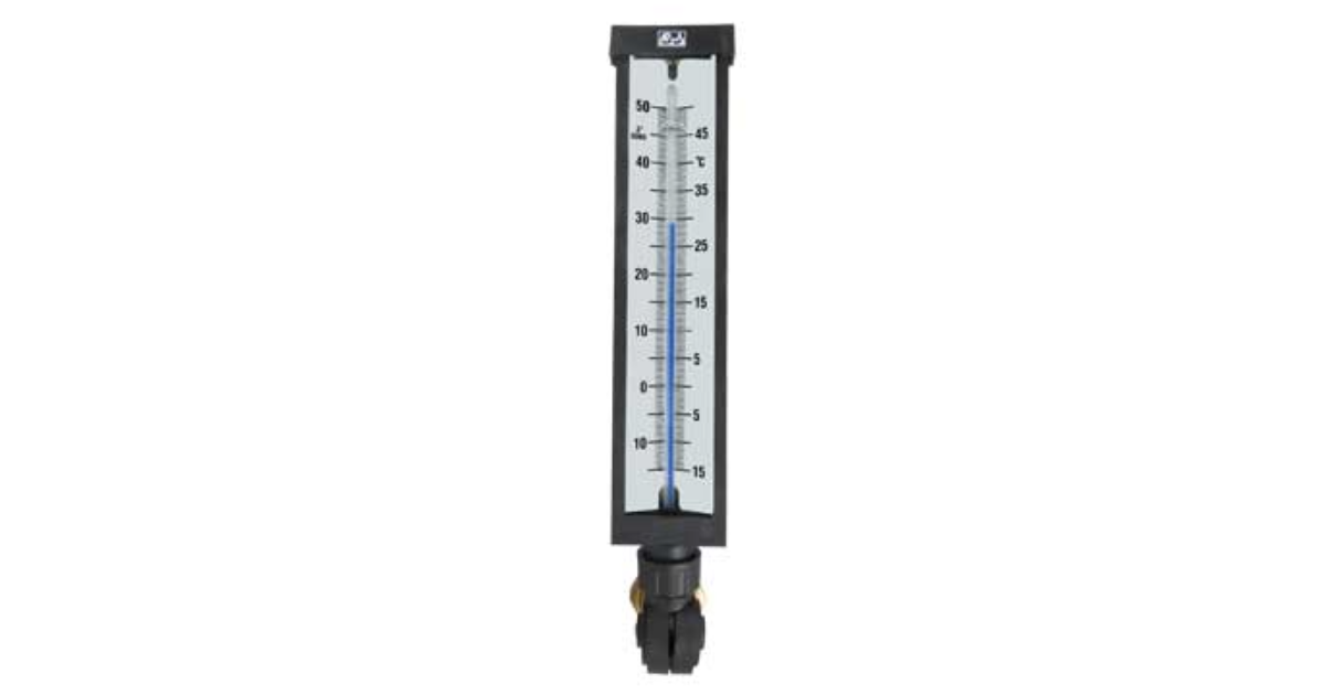 Angled V-Line Pipe Industrial Glass Thermometer - Products | Pressure ...
